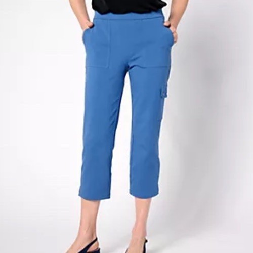 Susan Graver Weekend Regular Premium Stretch Pull-On Crop Pant Slate ...