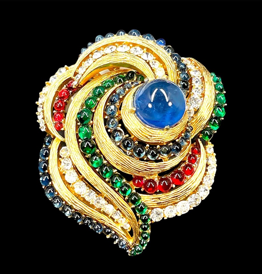 RARE CROWN TRIFARI MOGHUL JEWELS OF INDIA 'EVITA' GRIPOIX CABOCHON ...