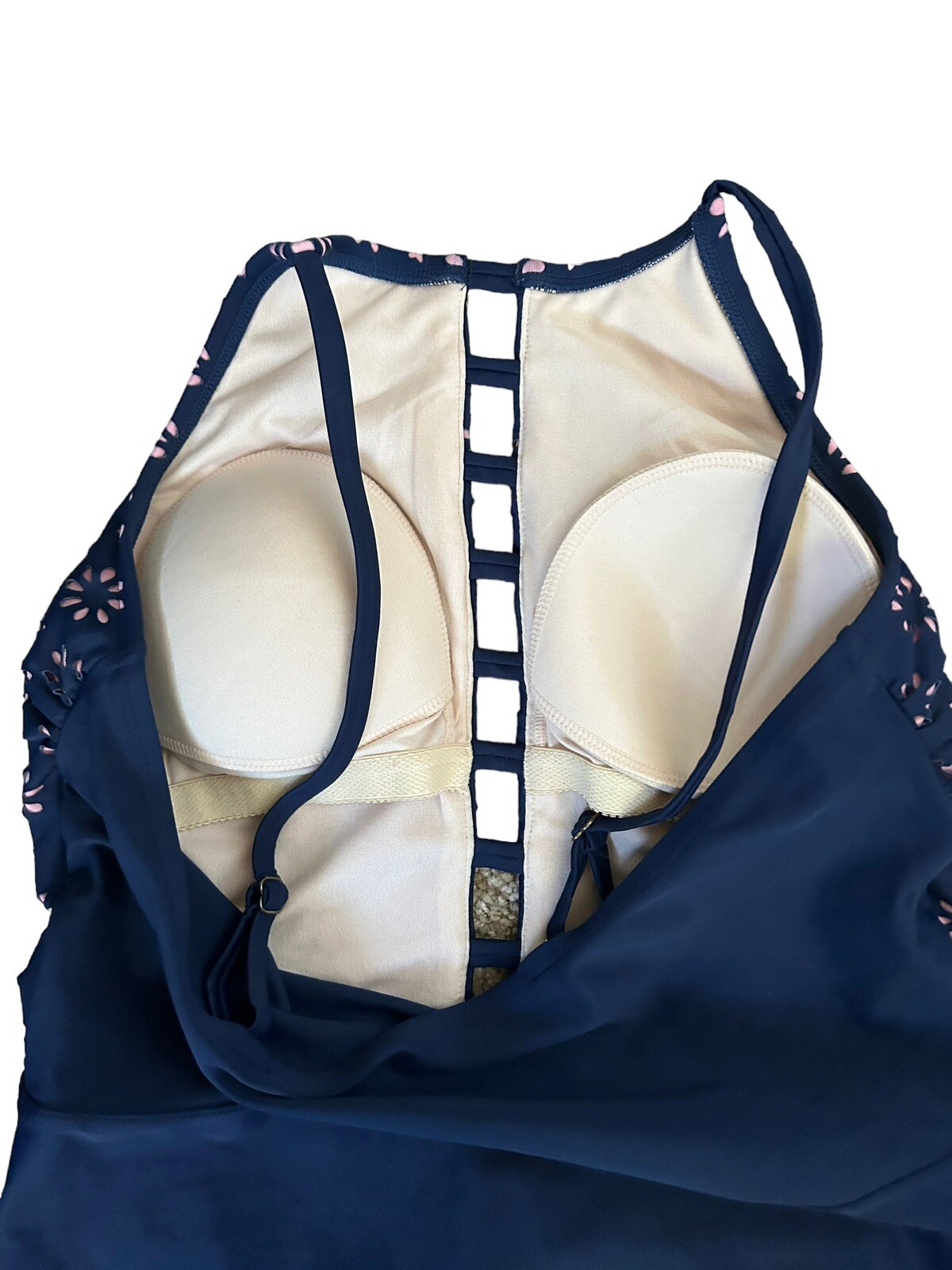 Kona Sol Womens Navy Blue Pink Floral One Piece Swim… Gem