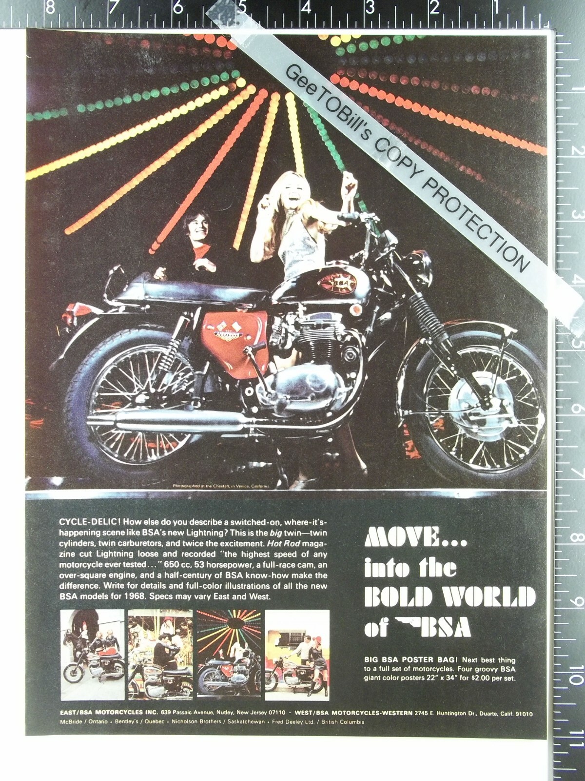 1968 BSA Lightning 650 motorcycle sexy groovy magazine advertisement ...