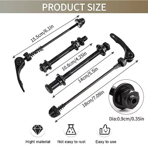 MOONDKIST Bike Quick Releases Set, 1 Pair MTB Release Small, Black | eBay