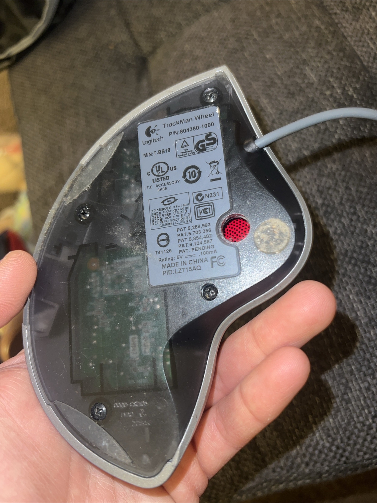 LOGITECH T-BB18 TrackMan Wheel Marble Mouse USB 2-Buttons Scroll Faded ...