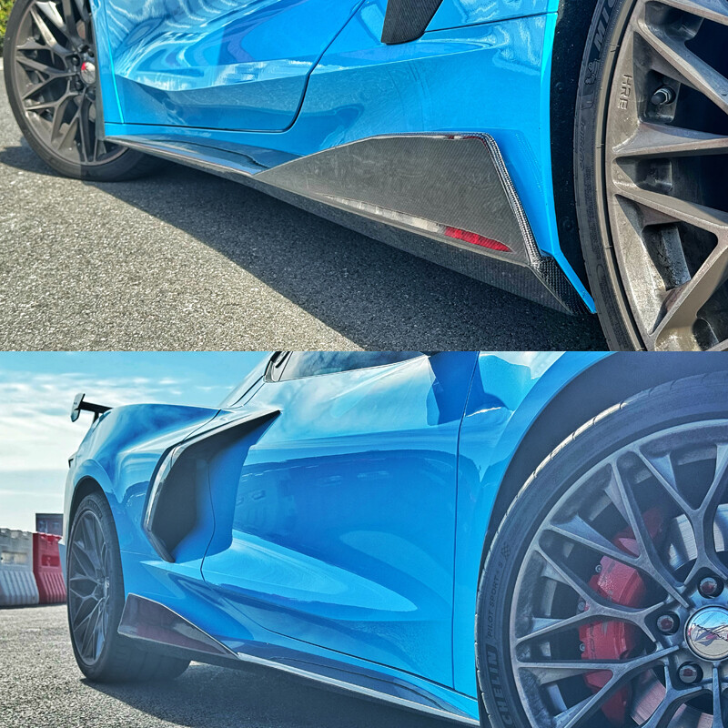 Gloss Black For Corvette C8 2020-2025 Side Skirts Extension Lip Rocker ...