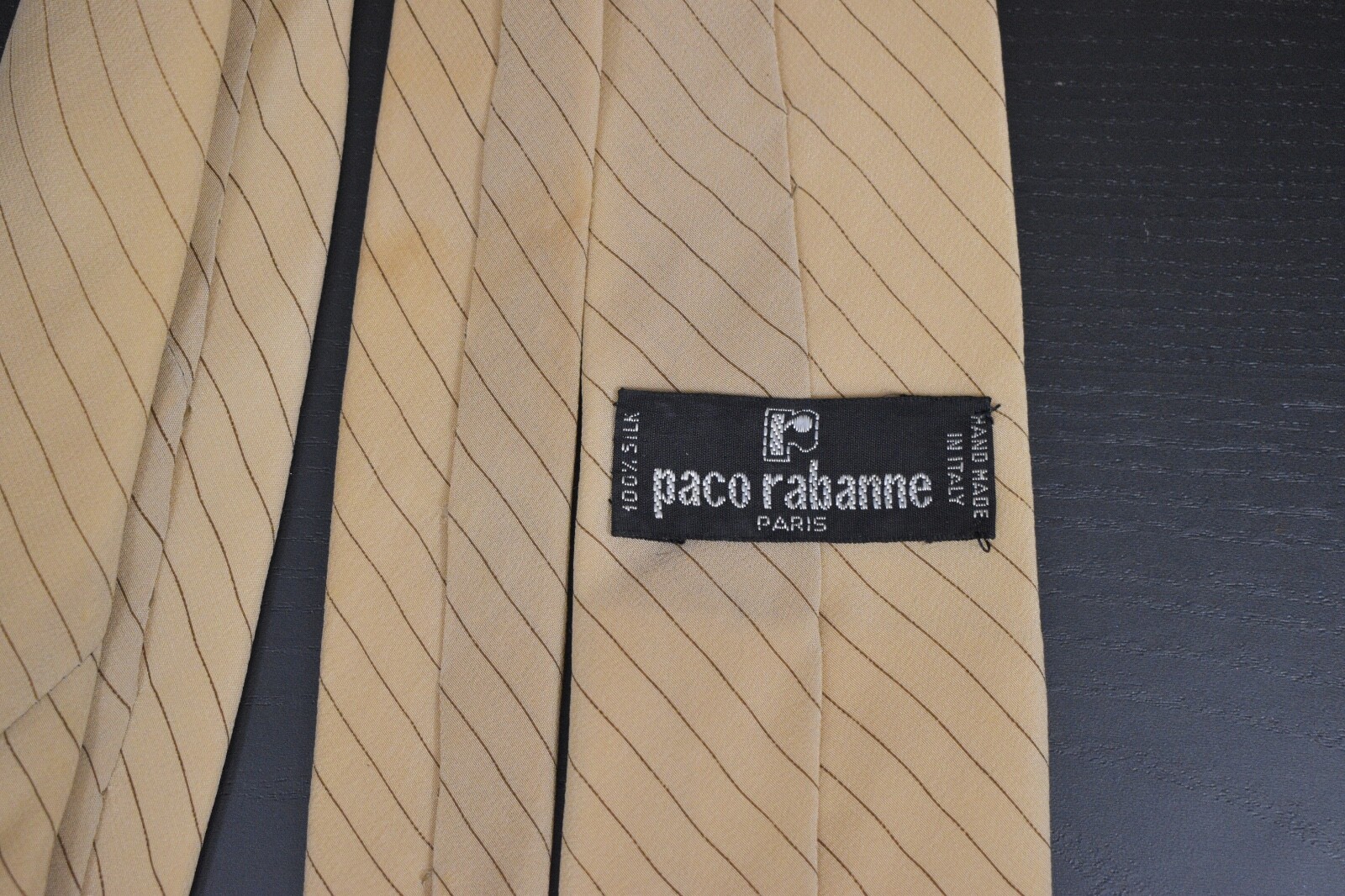 Vintage Paco Rabanne Tie Brown Striped Design Pattern Silk Made In ...