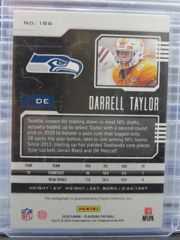 2020 Panini Playbook Darrell Taylor Green Rookie Auto Autograph RC 7/10 ...