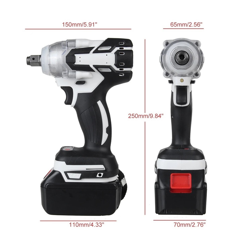 42V Ratchet Wrench 90° Right Angle w/ Battery& Cordless Impact Wrench ...