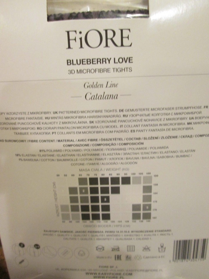 FIORE BLUEBERRY LOVE 3D MICROFIBER 60 DENIER PANTYHOSE TIGHTS 3 SIZES ...