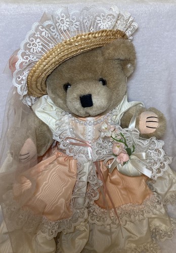 Bearly People 1987 Vintage Jointed Stuffed Teddy Bear Plush Peach and ...
