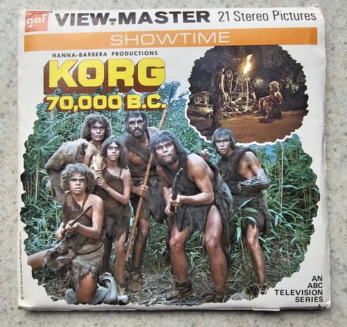 1974 Korg 70,000 B.C. View Master Packet B557 3 Reel Set & Book Hanna ...