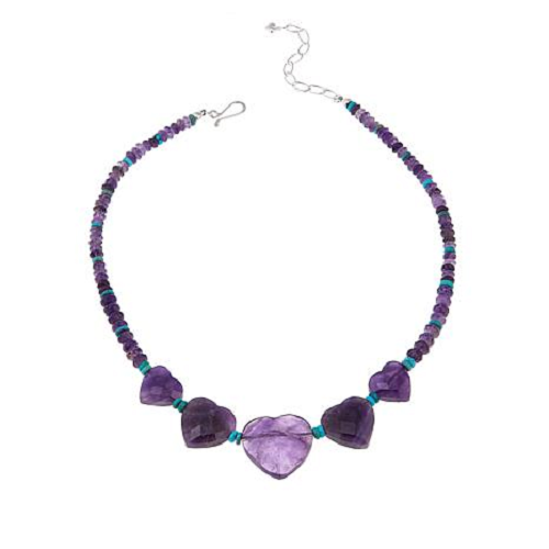 HSN Jay King Sterling Hearts Amethyst & Turquoise Beaded Reversible 18 ...