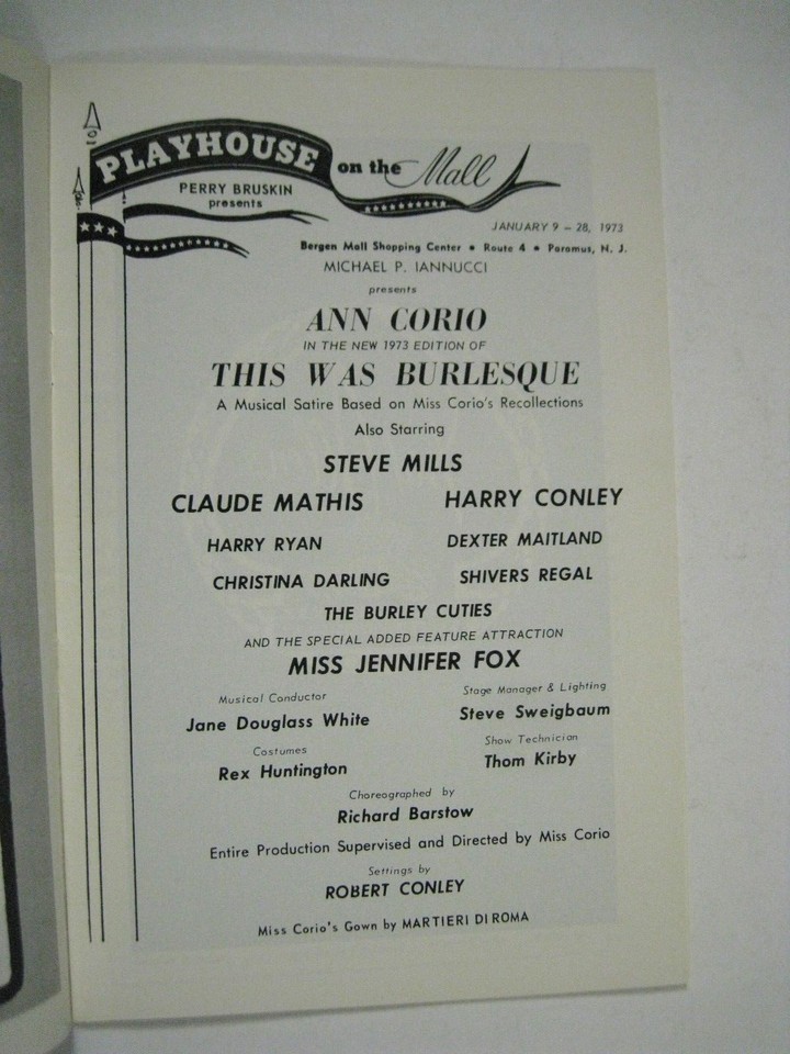 This Was Burlesque Playhouse on the Mall Program 1973 Ann Corio Harry ...