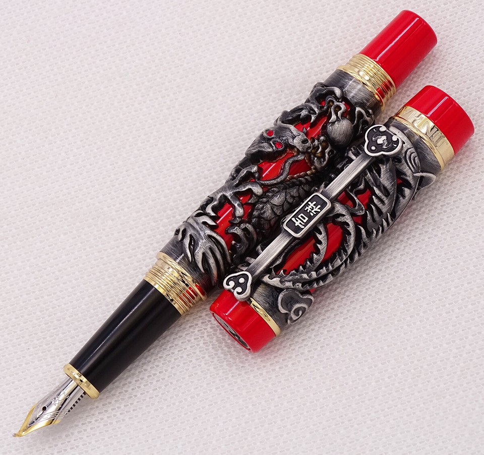 Jinhao Metal Calligraphy Pen Fountain Pen Vintage Double Dragon ...