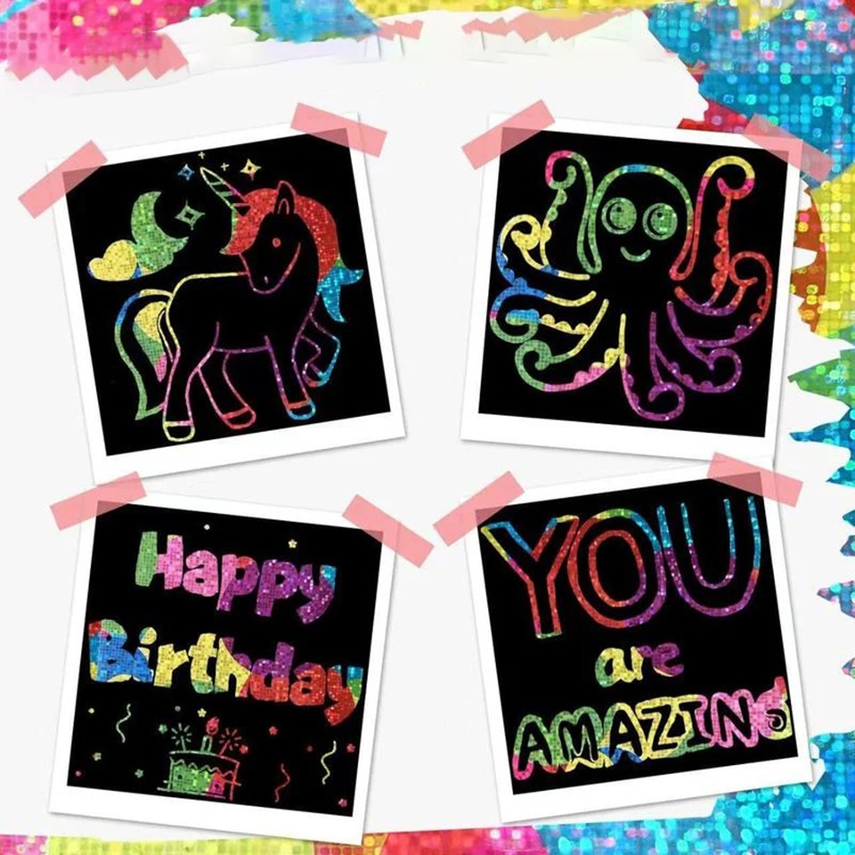 1x Rainbow Magic Scratch Paper Art Set Drawing Board for Girls Boys ...