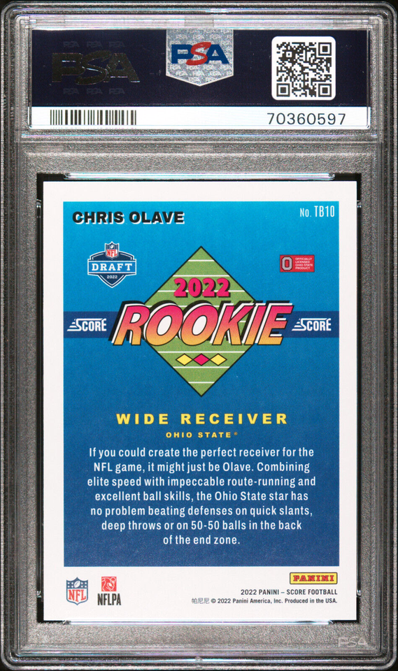 2022 Panini Score Chris Olave 1992 THROWBACK ROOKIE Insert RC, PSA 10 ...