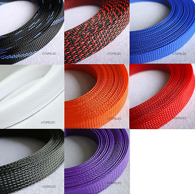 2-10m 25MM Wide Braided PET Expandable Sleeving Cable Wire Sheath Mesh ...