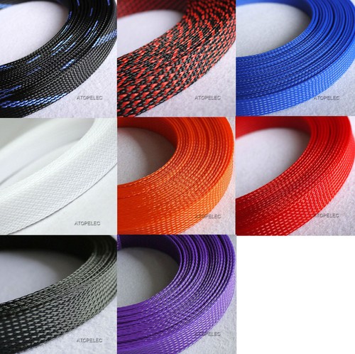 2-10m 25MM Wide Braided PET Expandable Sleeving Cable Wire Sheath Mesh ...