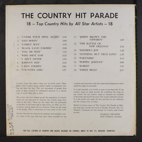 VARIOUS: country hit parade Starday Records 12" LP 33 RPM | eBay