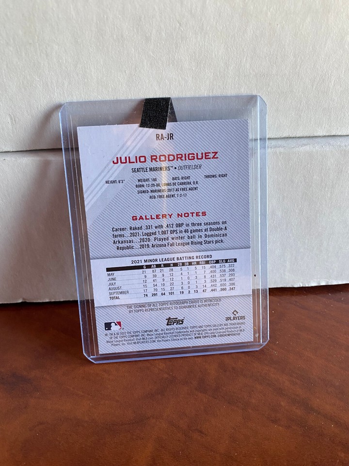 2022 Topps Gallery - Rookie Autographs #RA-JR Julio Rodriguez | eBay