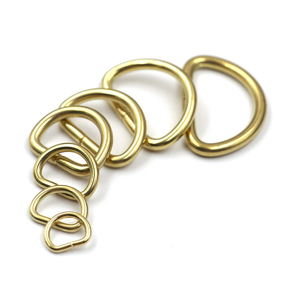 D-Ring Solid Brass Webbing Leather Hardware Craft Opening Weld Buckle ...