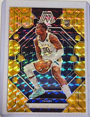 Benedict Mathurin 2022-23 Mosaic Yellow Reactive Prizm Rookie Card #210 ...