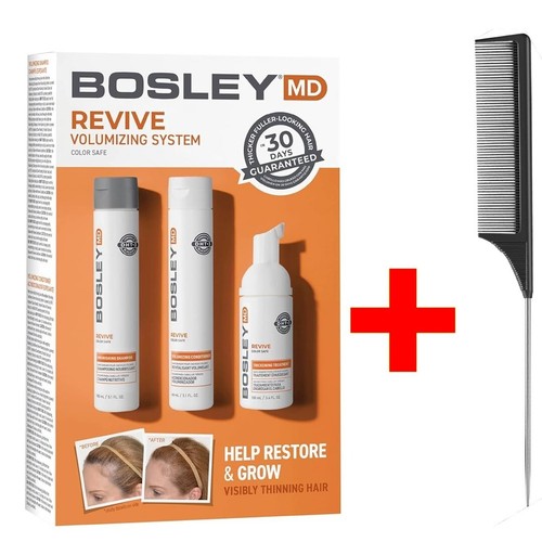 Bosley MD BOSRevive Color safe Kit with pin tail Comb-help restore and ...