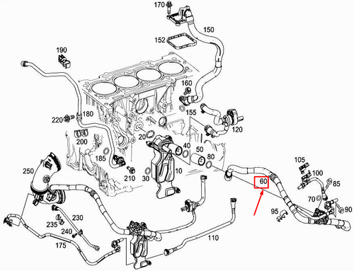 MERCEDES-BENZ GLC X253 Crankcase Vent Line A2740188500 NEW GENUINE | eBay
