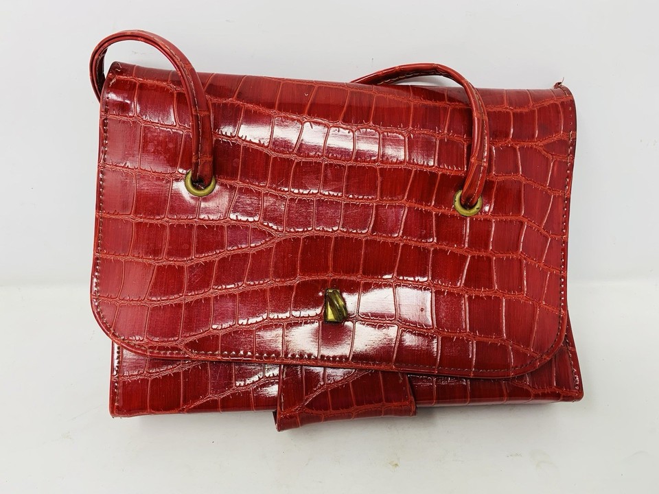 Vintage 60s Red Vinyl Pocketbook Handbag Purse Bag | eBay