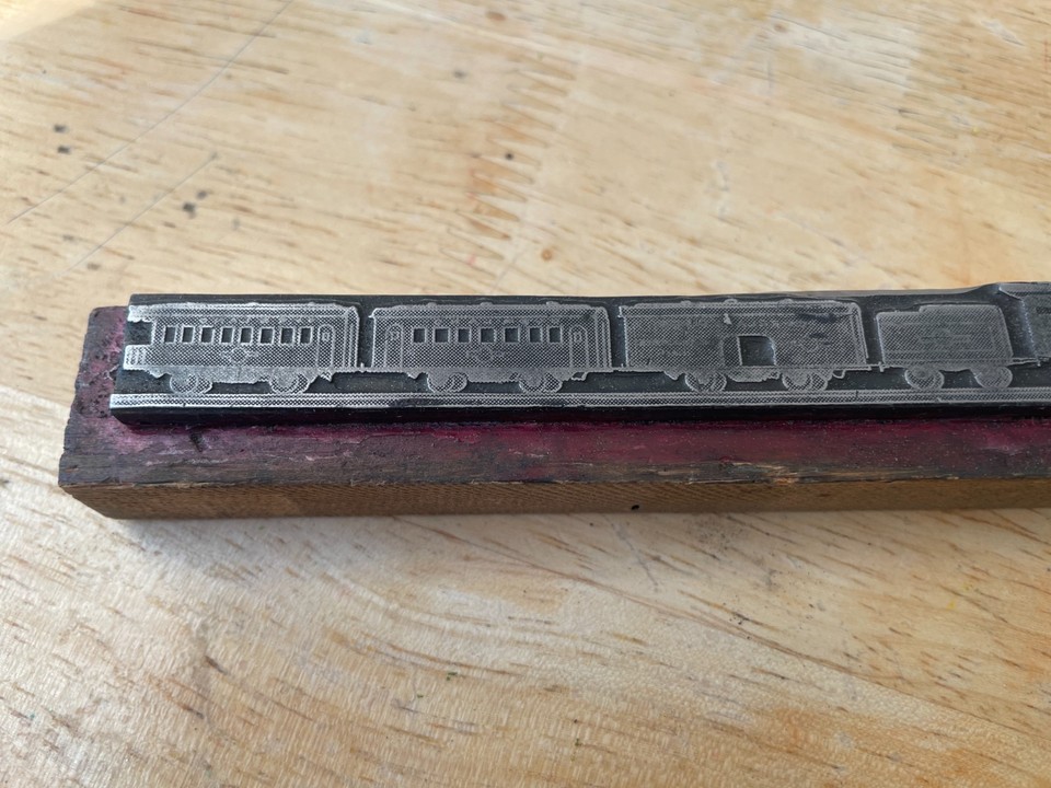 Printing Letterpress Printers Block Large Train Header Railroad (545 ...