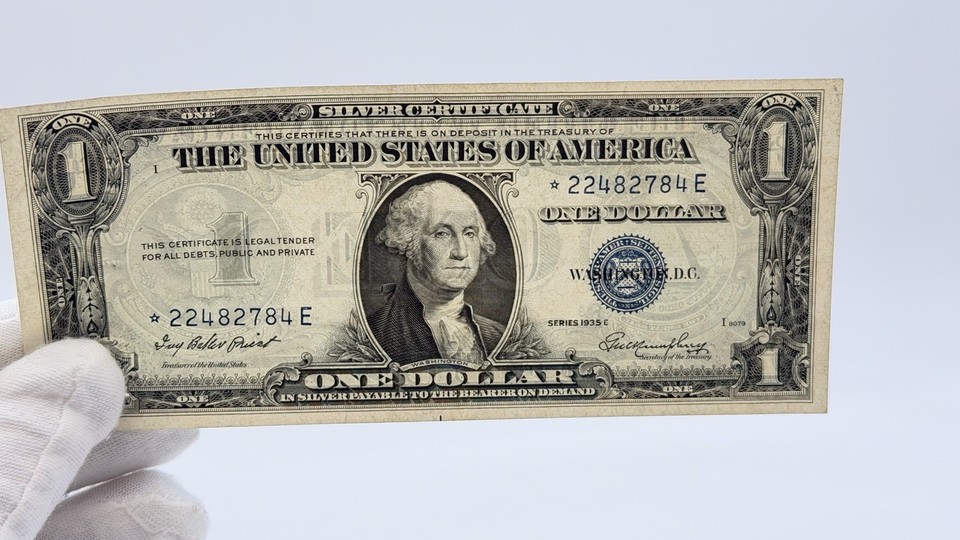 1935 Series E $1 Silver Certificate Small US Note Money Banknote STAR ...
