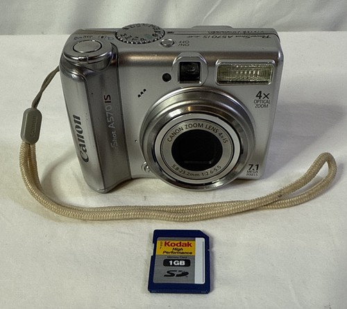 Canon PowerShot A570 Is 7.1MP Digital Camera Silver TESTED W/ 8gb SD ...