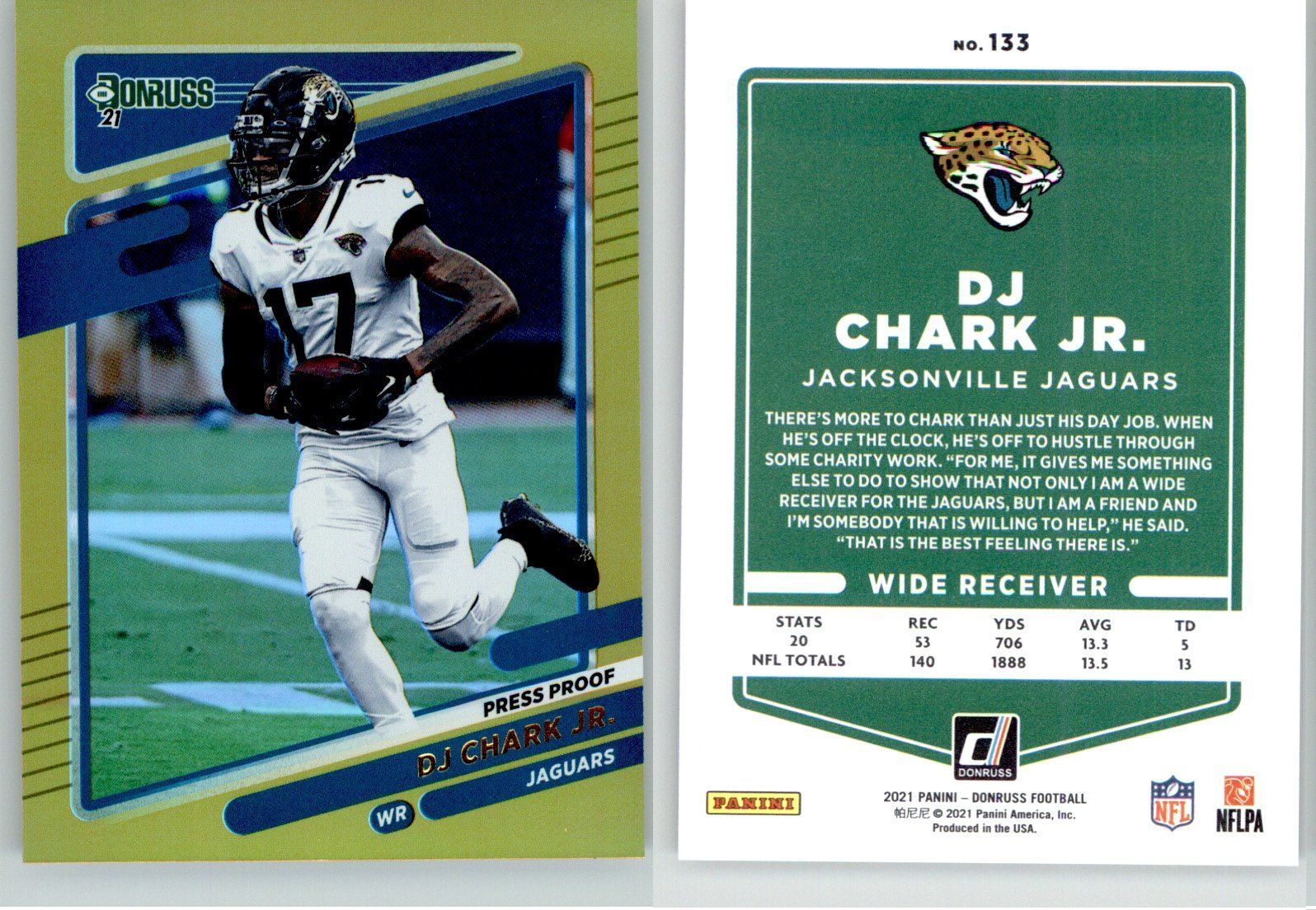 DJ Chark Jr. 2021 Donruss Premium Stock #133 Jaguars | eBay