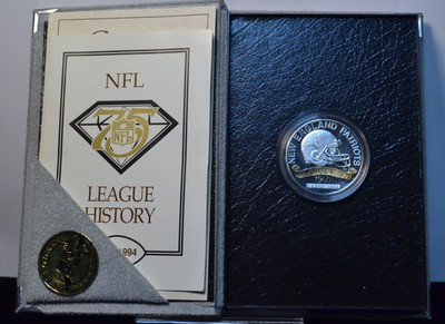 NFL 75TH ANNIVERSARY LIMITED EDITION OFFICIAL GAME COIN STERLING SILVER ...