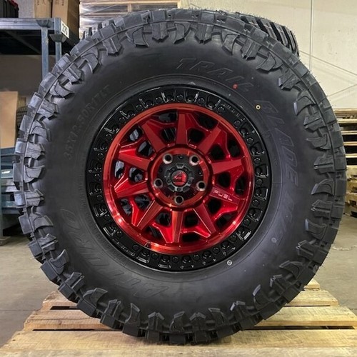 4) 17x9 Fuel D695 Covert Red Wheels 35" Atturo MT Tires 5x5 Jeep ...