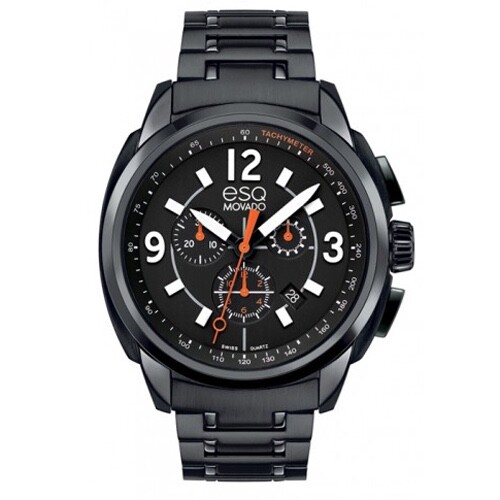 ESQ MOVADO BLACK CHRONOGRAPH SWISS QUARTZ MEN'S STEEL WATCH EXCEL | eBay