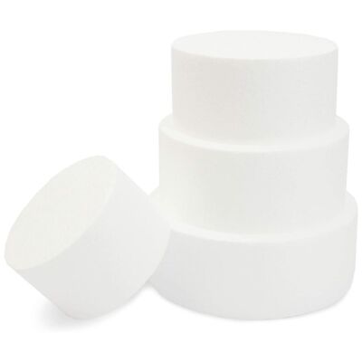 4 Tiers Foam Round Shape Mini Cake Dummy Set Foam for Crafts, White, 5 ...