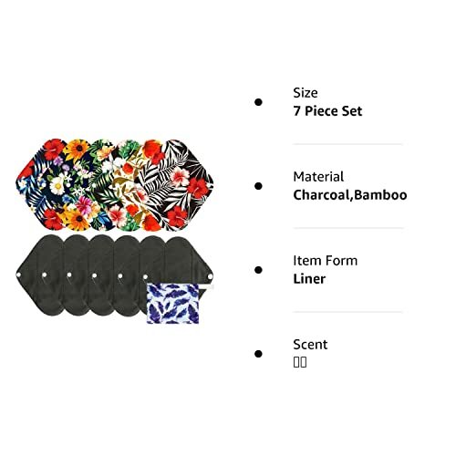 7 Pack Charcoal Bamboo Reusable Menstrual Pads Mama Panty Liners | eBay