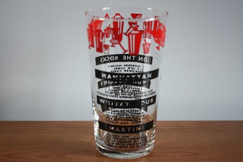 Cocktail Pint Glass With 6 Recipes Manhattan Martini Tom Collins On The ...