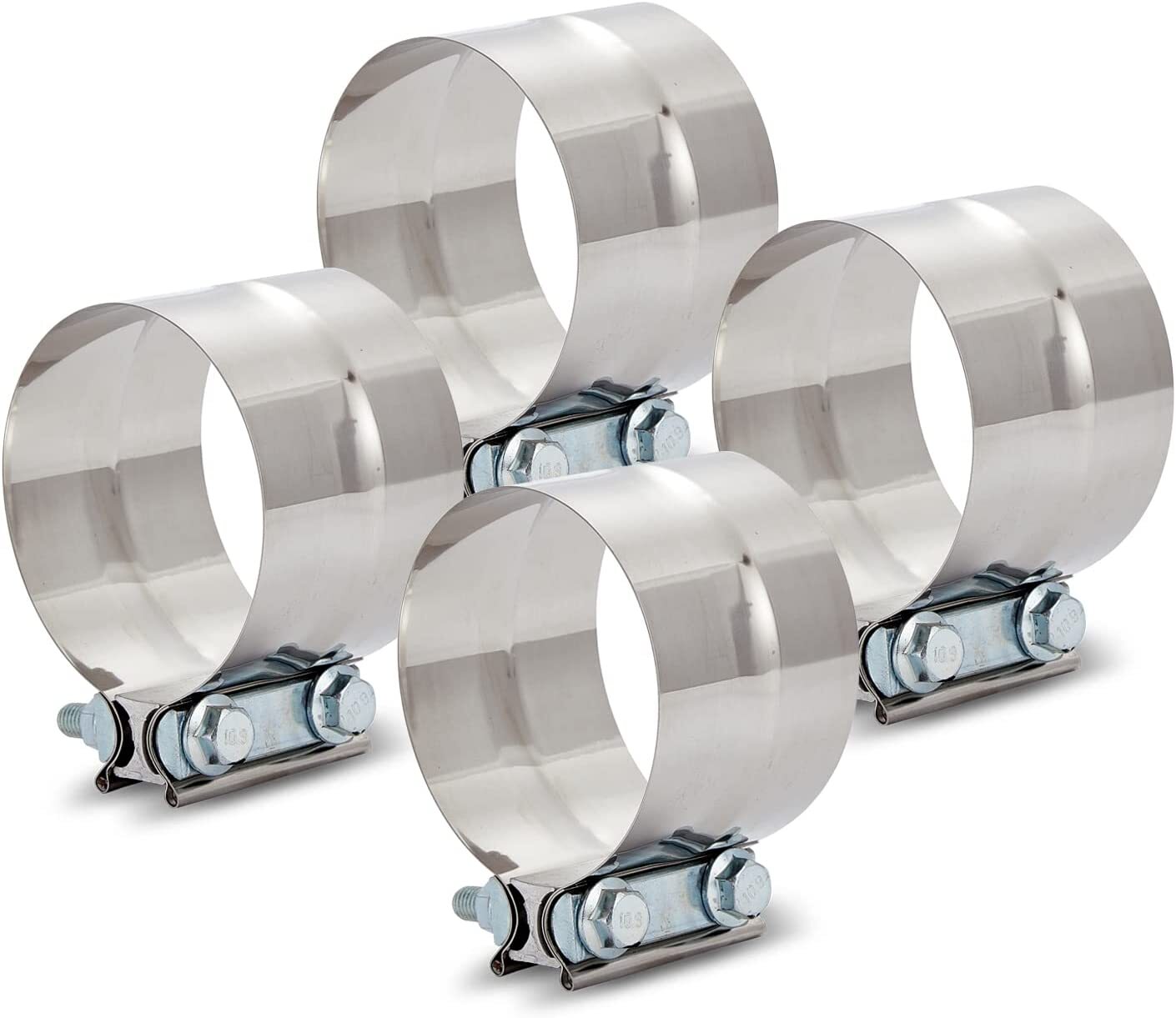 4PCS 5" Stinless Steel Band Exhaust Clamp 5 inch Step Clamp Lap Style ...