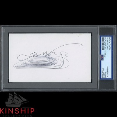 Tom Wolfe signed 3x5 Index Card PSA DNA Slab Inscribed Sketch Auto ...