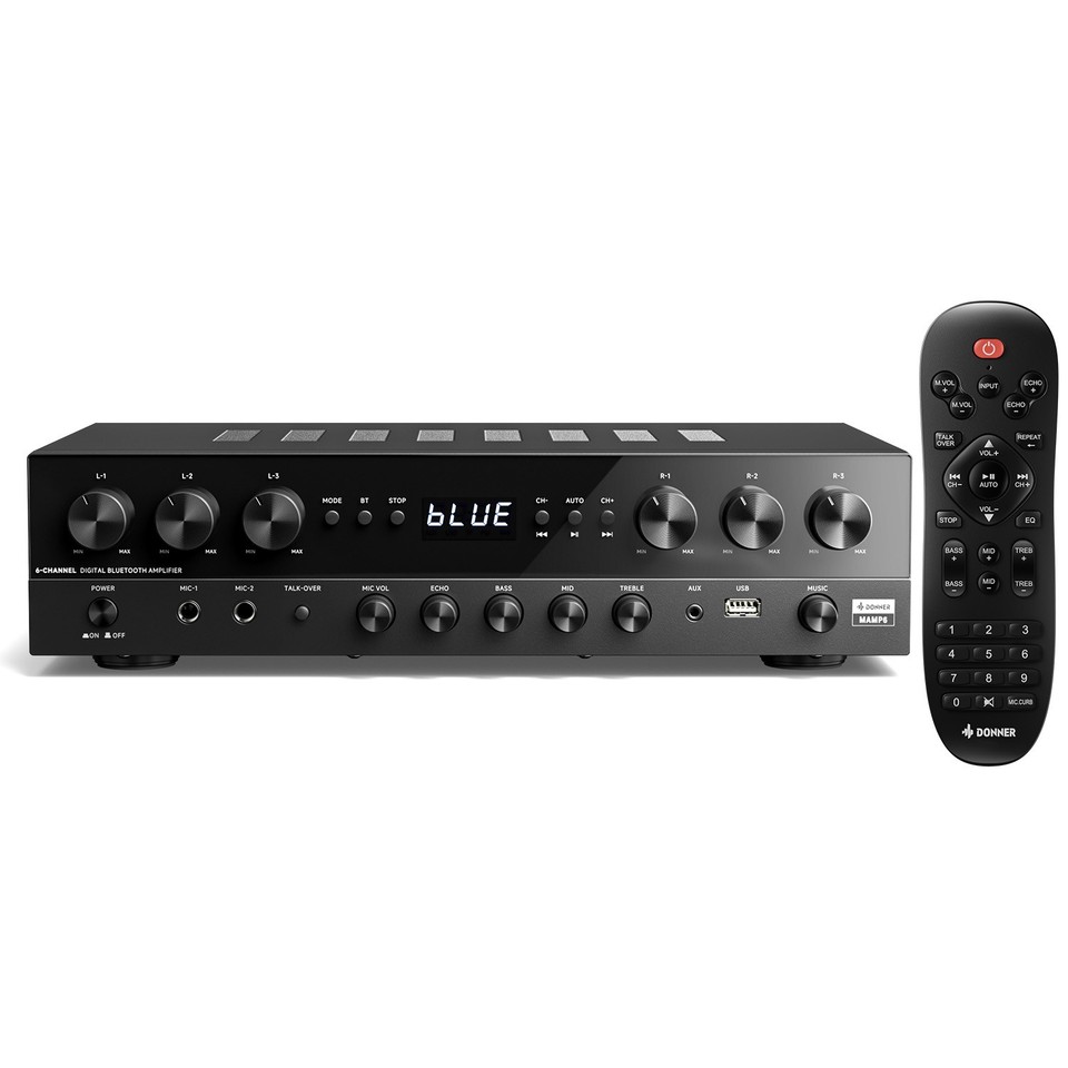 Donner MAMP6 Bluetooth HiFi Power Amplifier Receiver 6 Channel 1000W ...