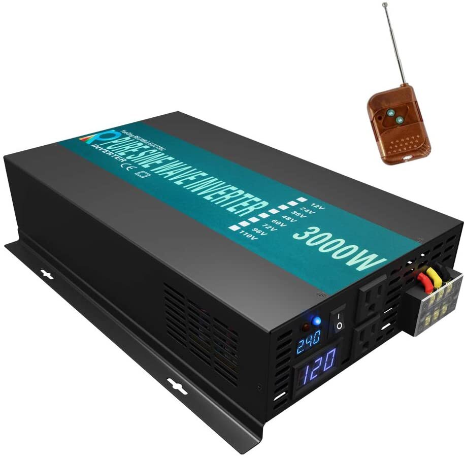 WZRELB 3000w Pure Sine Wave Inverter 24VDC to 110v120v AC Romote ...