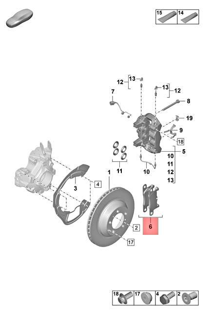 Genuine PORSCHE Panamera 1 Set Of Brake Pads For Disk Brake 971698451L ...