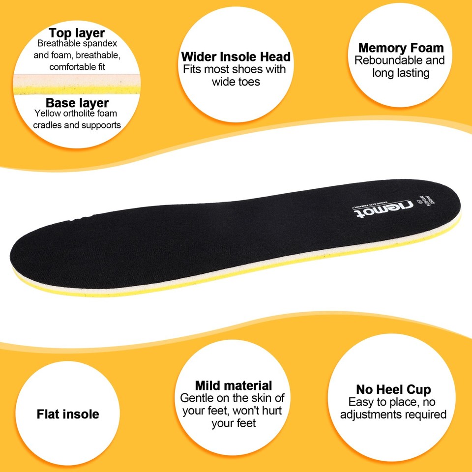 riemot Memory Foam Shoe Insoles Wide Fit Inserts for Clogs Nurse Shoe ...