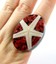Natural Red Coral Starfish Shell Ring Size US 8 Handmade Women Jewelry ...