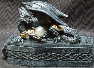 Medieval Dragon Box COFFIN RELIQUARY keepsake / lid Jewlery Box statue ...