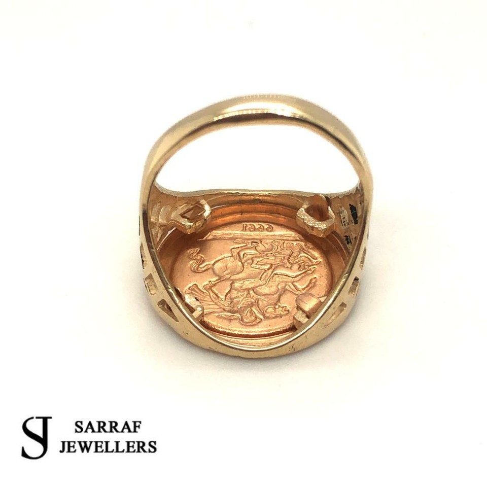 St George 1/10 Sovereign-Size Ring 9ct Gold Coin Dragon Slayer Z Z+1 Z+ ...