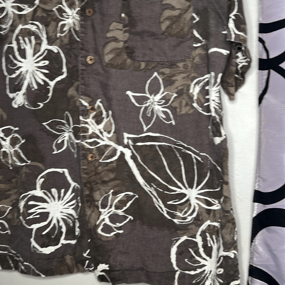 Caribbean Joe Linen Men's Button Up Short Sleeve Hawaiian Shirt Medium ...