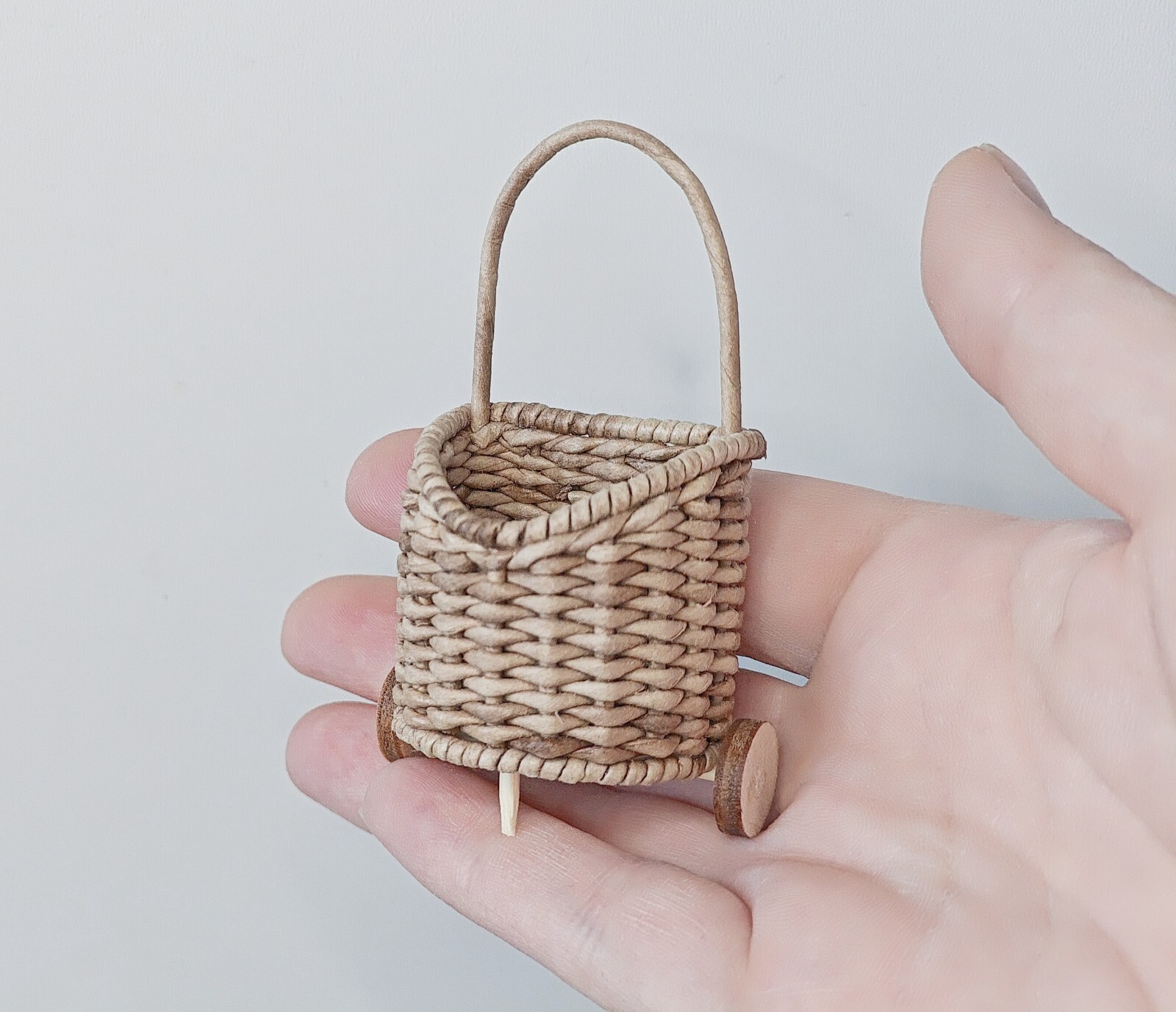 1:12 dollhouse miniature wicker trolley shopping basket | eBay