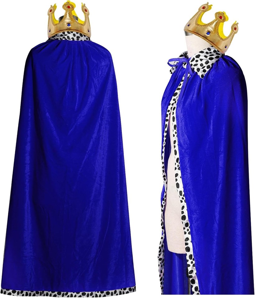 King Robe Costume Queen Royal Cosplay Cape for Halloween Adult Size ...