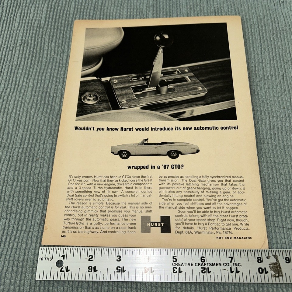 1967 Hurst / Pontiac GTO Print advertisement | eBay